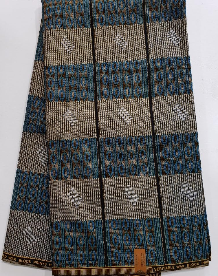 African Ankara Wax Prints Fabrics- Kente Print - Gray, White, Black, Brown -Sell by 6 Yards- 100% Cotton-for Men and Women