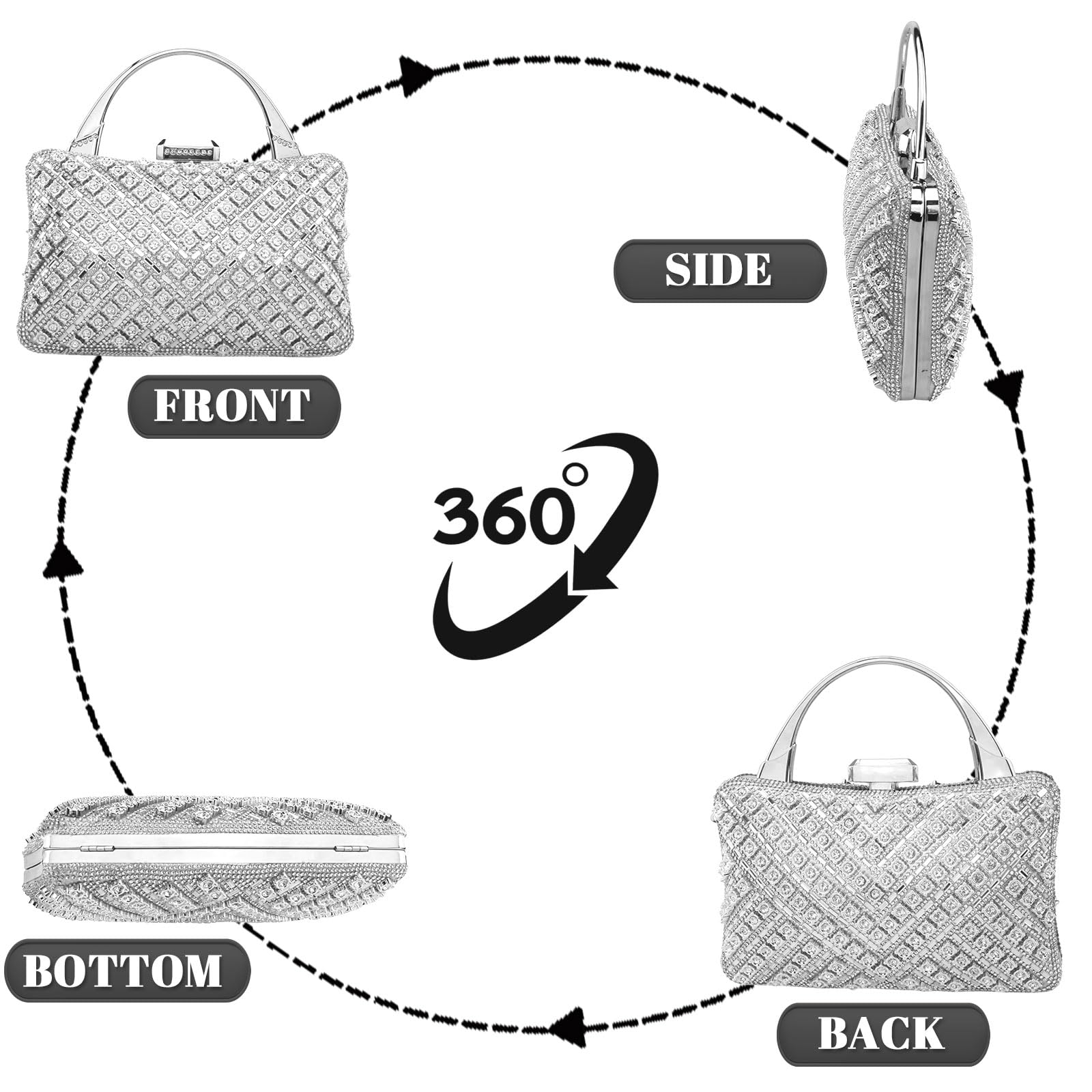 Womens Evening Clutch, Purses and Handbags Sparkling Design Handbag Purse for Wedding Party (Gold)