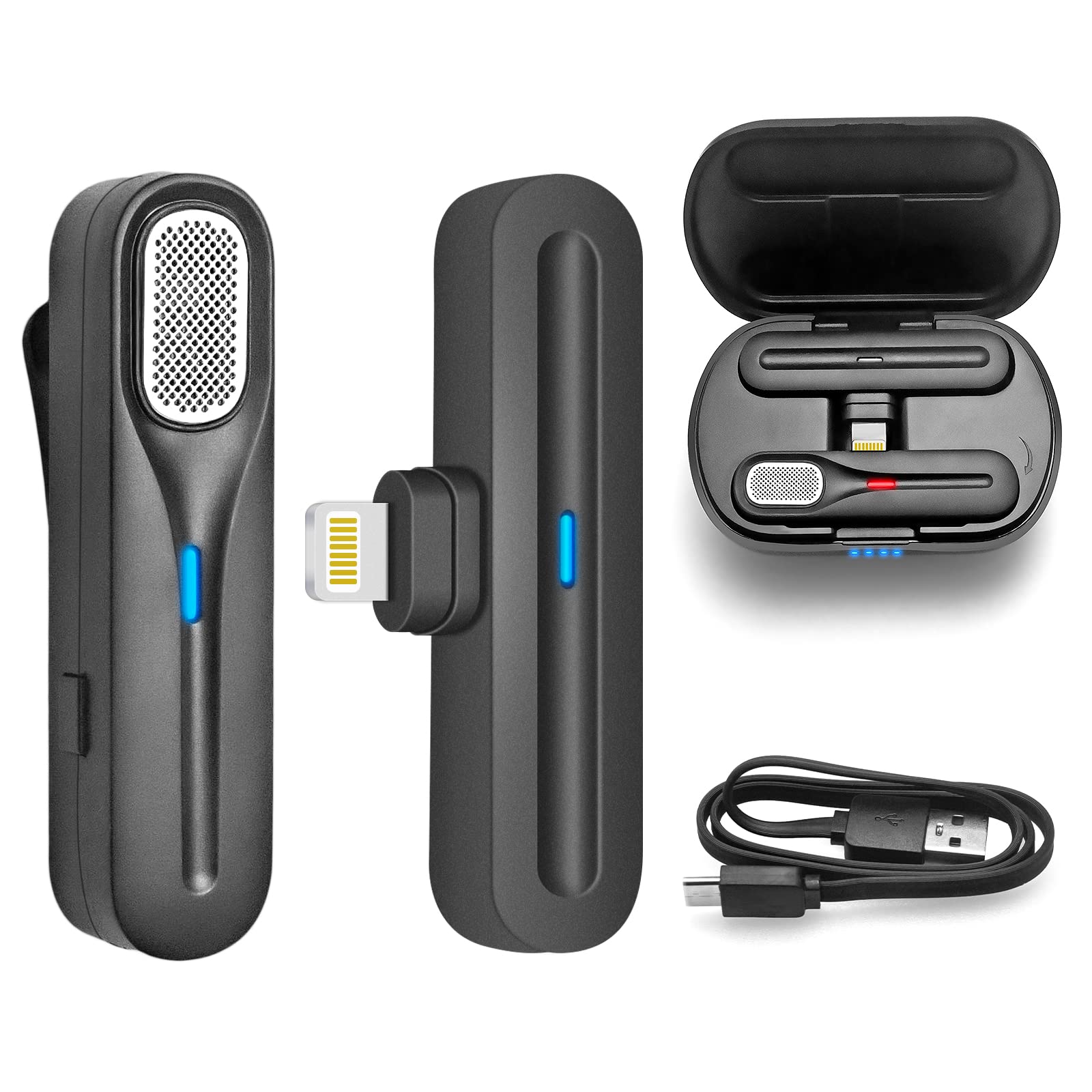 ATMPC Wireless Lavalier Microphone for iPhone Ipad with Charging Case,Plug-Play Tiny Lapel Clip-on Mic Portable for YouTube Live Streaming Video Recording Podcast Vlog Facebook Live Comments Tiktok
