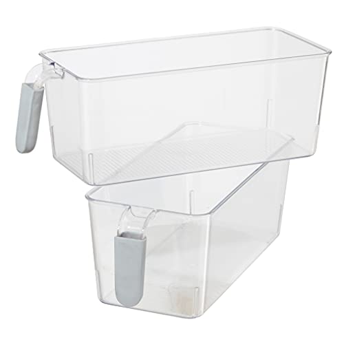 Oggi Set of 2 Refrigerator and Pantry Clear Storage Bins with Handles ( 11-inch x 6.25 inch x 3.4 inch )