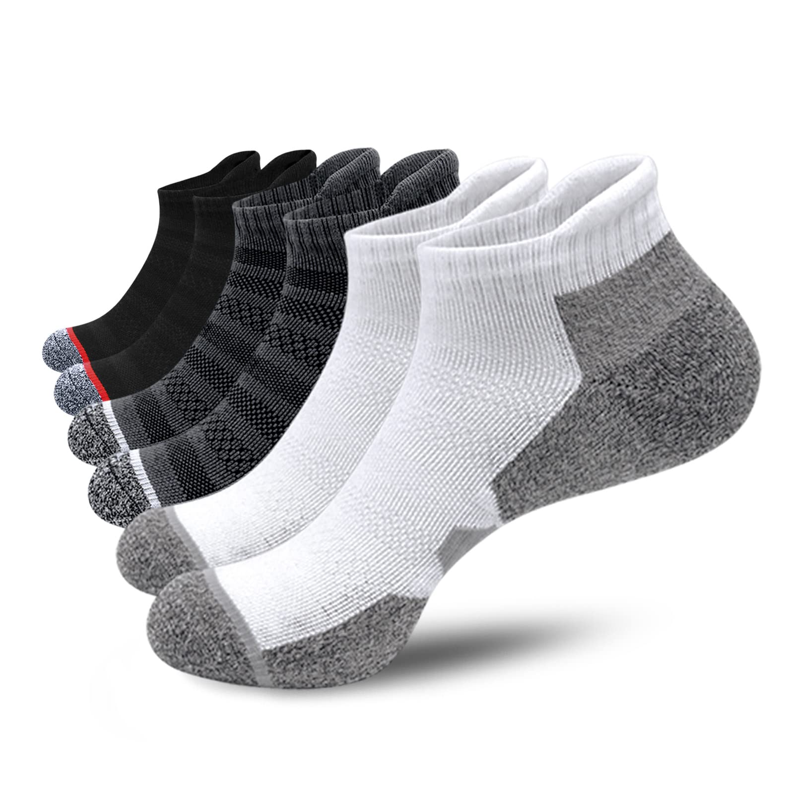 AKOENY Men's Ankle Running Socks Athletic Cushioned Tab (6 Pack)
