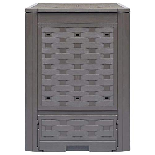 vidaXL Garden Composter Fertiliser Container Compost Waste Bin Waste Box Trash Can Weather Resistant Durable Plastic Brown 79.3 gal 300l