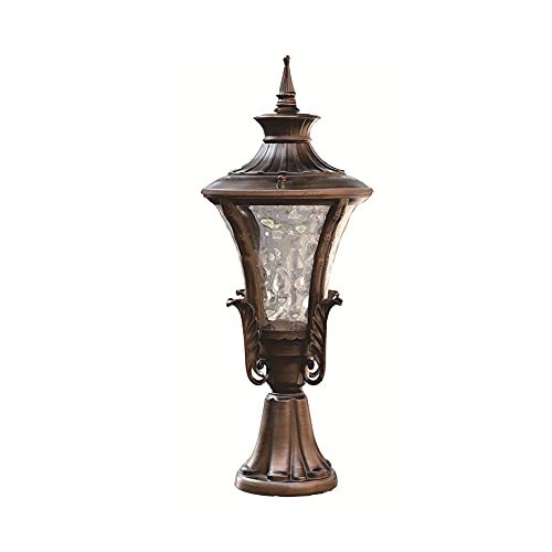 KAIKEA European Brown Outdoor Post Light Fixture Aluminum with Glass Outdoor Post Lamps for House Pillar Light Backyard Outside Deck Garage Yard Garden Driveway Home E27 Patio Post Lamps