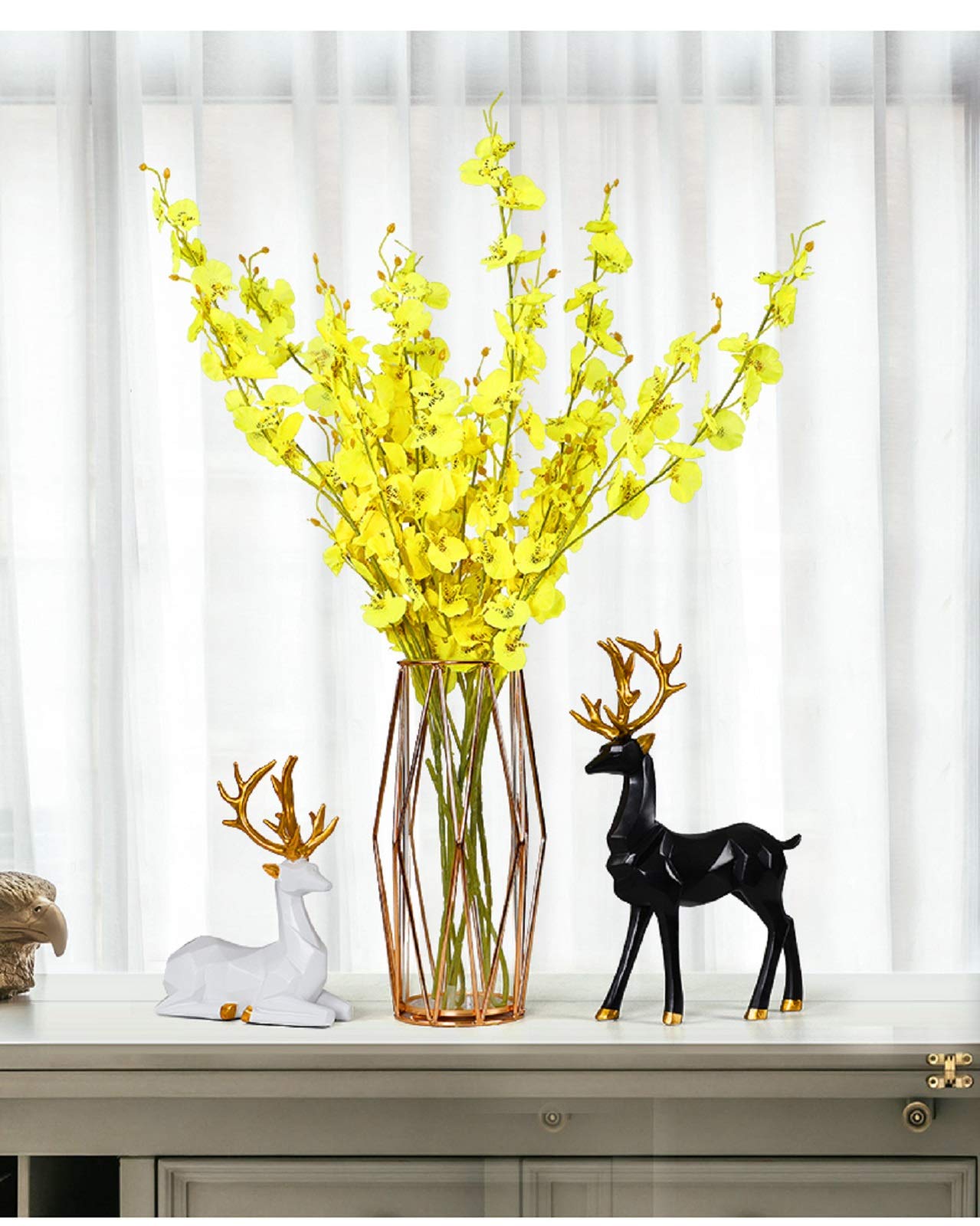 Darklove 2pcs Elk Resin Home Decor Lucky Deer Statue Luxury Style Creative Craft Reindeer Figurines for Living Room, Bedroom, Office Desktop (White)
