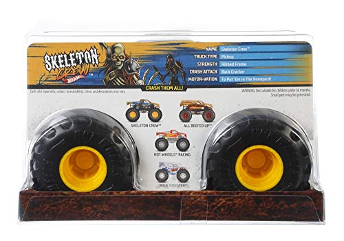 Hot Wheels Monster Trucks Skeleton Crew die-cast 1:24 Scale Vehicle with Giant Wheels for Kids Age 3 to 8 Years Old Great Gift Toy Trucks Large Scales
