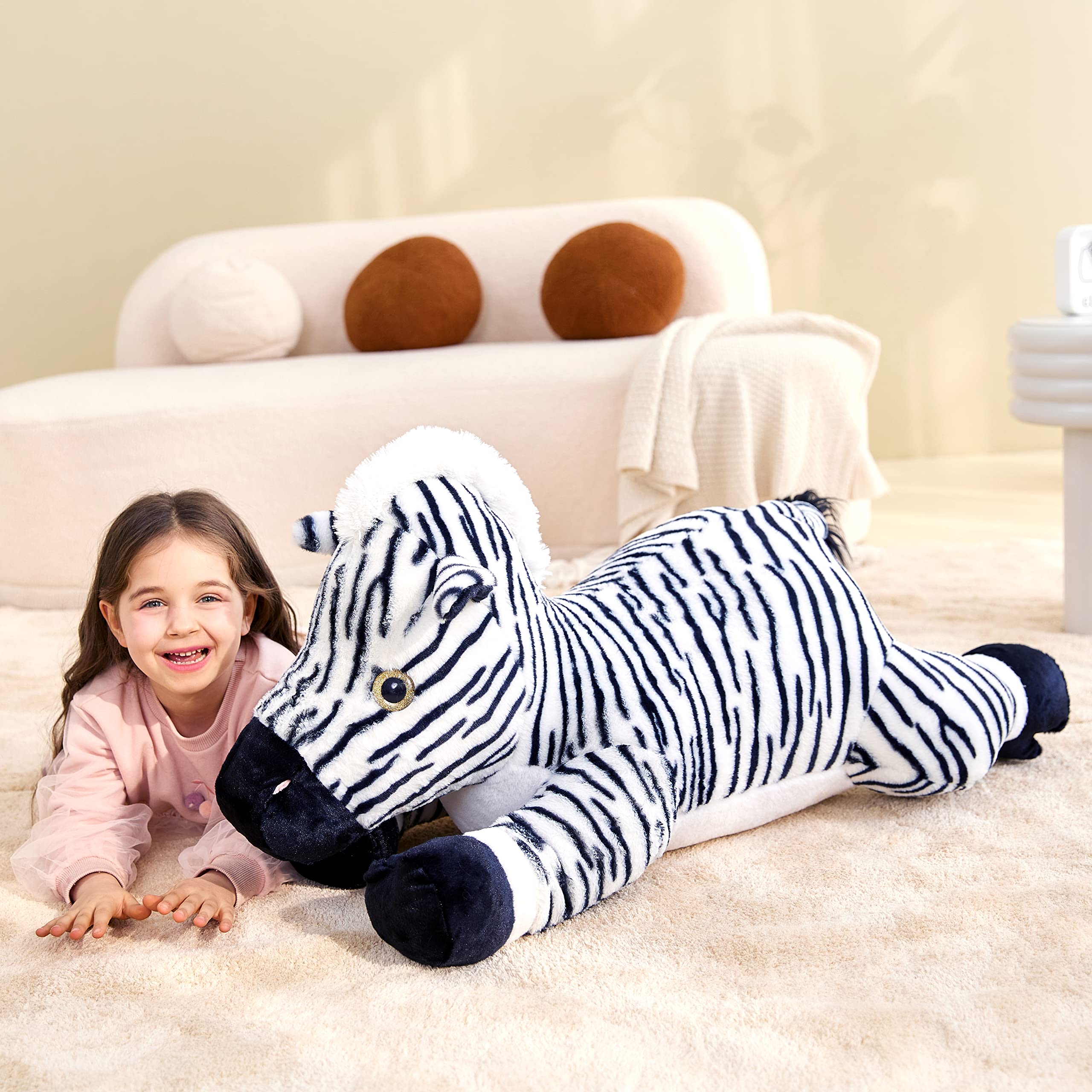 IKASA Large Zebra Stuffed Animal Plush Toy,30" Giant Zebra Cute Jumbo Soft Toys,Huge Big Size Plushy Fluffy Fat Oversized Plushie,Gifts for Kids