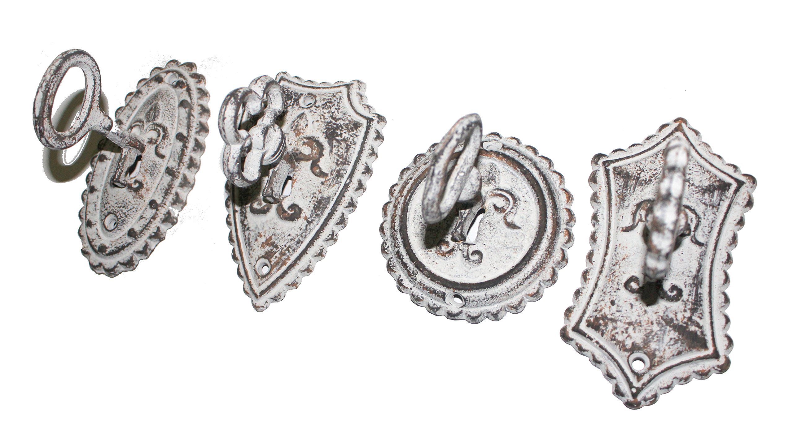 CTW Vintage Key Metal Hooks Set of 4, Antique White