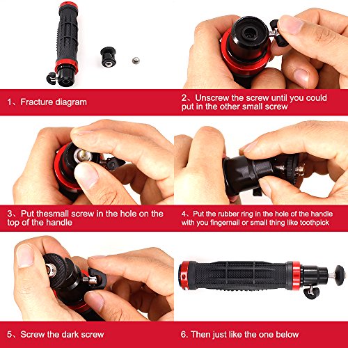 AFUNTA Pro Handheld video DSLR Camera Stabilizer Steady Compatible GoPro Cannon Nikon Sony Camera Cam Camcorder DV Smartphone up to 2.1 lbs with Smooth Pro Steady Glide -Red/Silver/Black