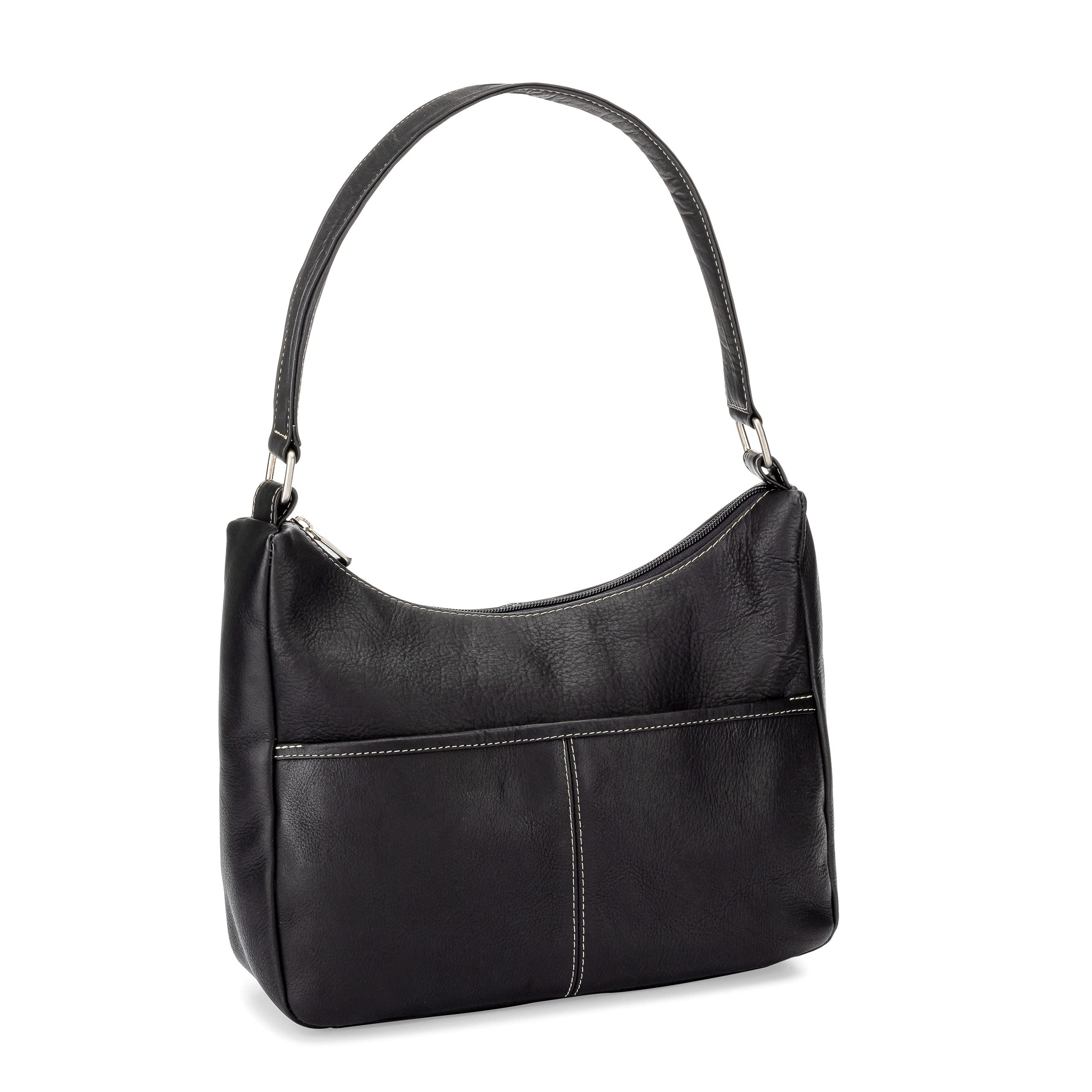 Le Donne Leather Addison Hobo – Premium Full Grain Colombian Leather Shoulder Bag - 11”x8.5”x3” (BLACK)