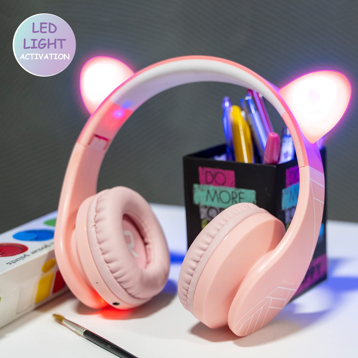 PowerLocus Bluetooth Headphones for Kids, Wireless Foldable Headphones Over Ear, Headphone with Microphone, 85DB Volume Limit, Wireless and Wired Headset with Micro SD, FM for Cellphones, Tablets, PC
