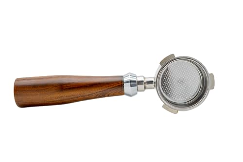 CittaLalage Coffee Espresso 304 Stainless Steel & Wooden Bottomless Portafilter 3 Ears 51mm with Filter Basket (14-18g double shots) Fits for Delonghi Coffee Machine EC680/EC685, SMEG & EUPA