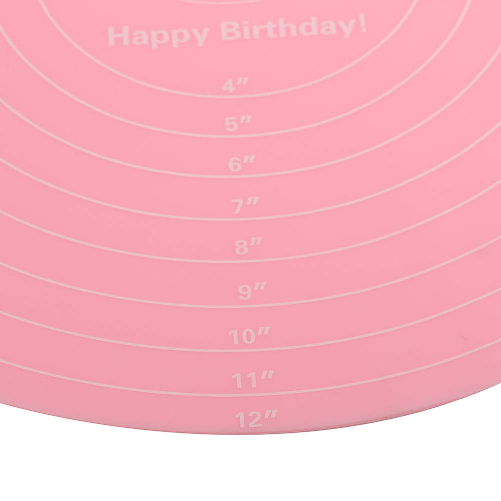 Baking Mat Round Silicone Pastry Mat, Nonslip Sheet Mat with Measurement, Nonstick Dough Rolling Mat Food Grade Silicone Counter Mat for Making Cakes Cookies Macarons Bread and Pastry