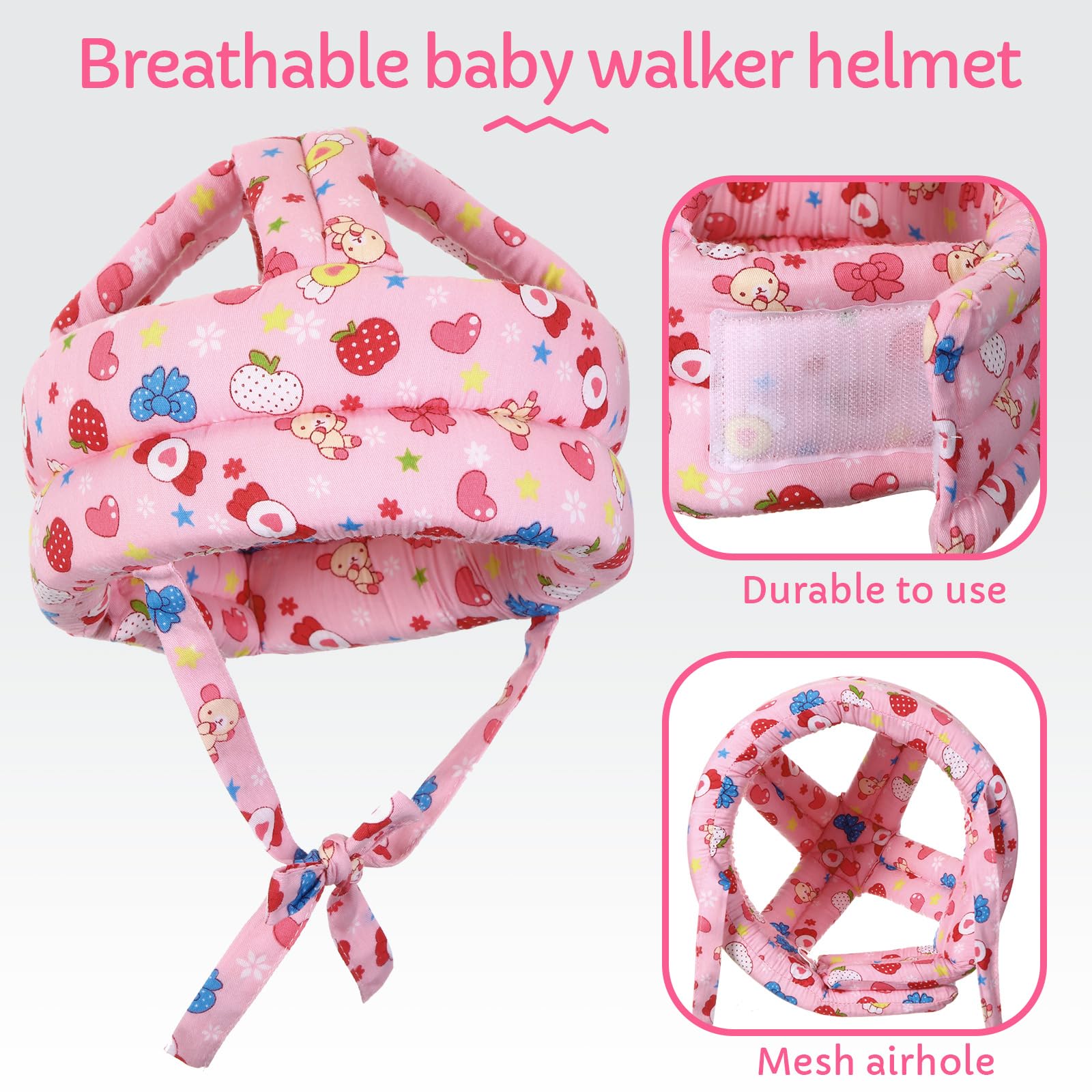 Geyoga 2 Pack Baby Safety Helmet for Crawling Walking with 2 Pairs Knee Pads Baby Head Protector Adjustable Baby Head Cushion Bumper Bonnet for Learning to Walk(Owl Style)
