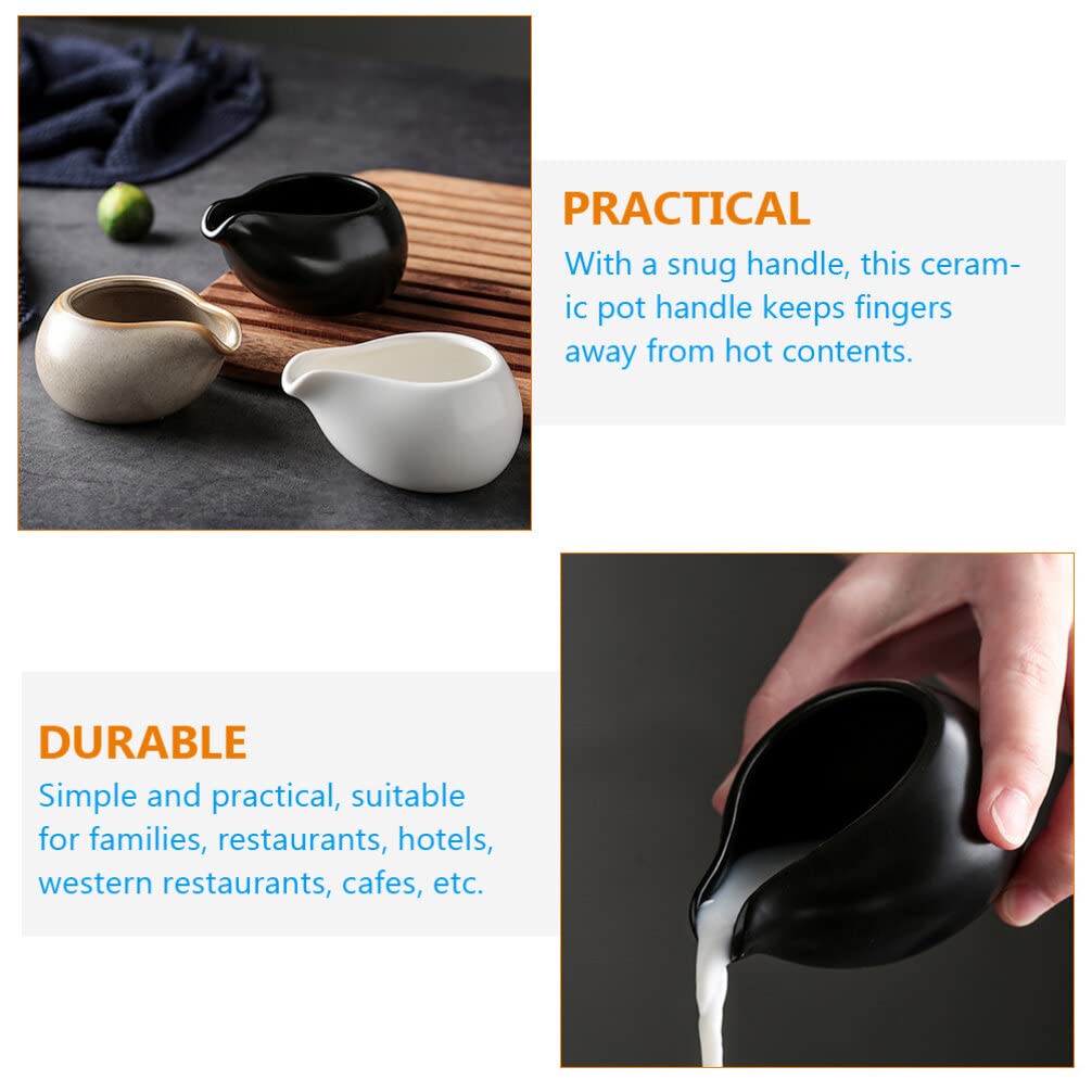 Angoily Mini Creamer Pitcher Mini Creamer Pitcher Sauce Pitcher Gravy Boat Small Milk Kettle With Dripless Lip Spout For Gravy, Warming Sauces, Salad Dressings, Milk