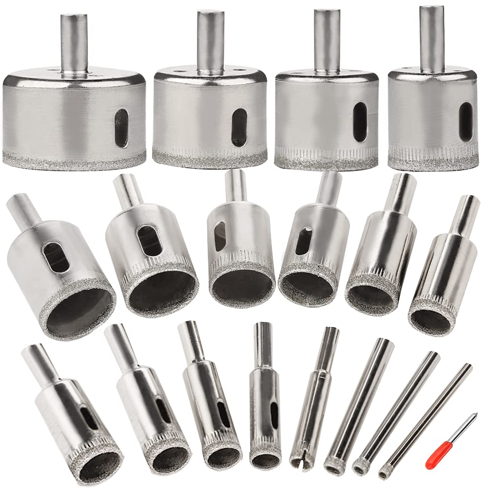 JOHOUSE Diamond Drill Bit Set, 18PCS Hole Saw Set for Granite Stone, Glass, Porcelain, Marble