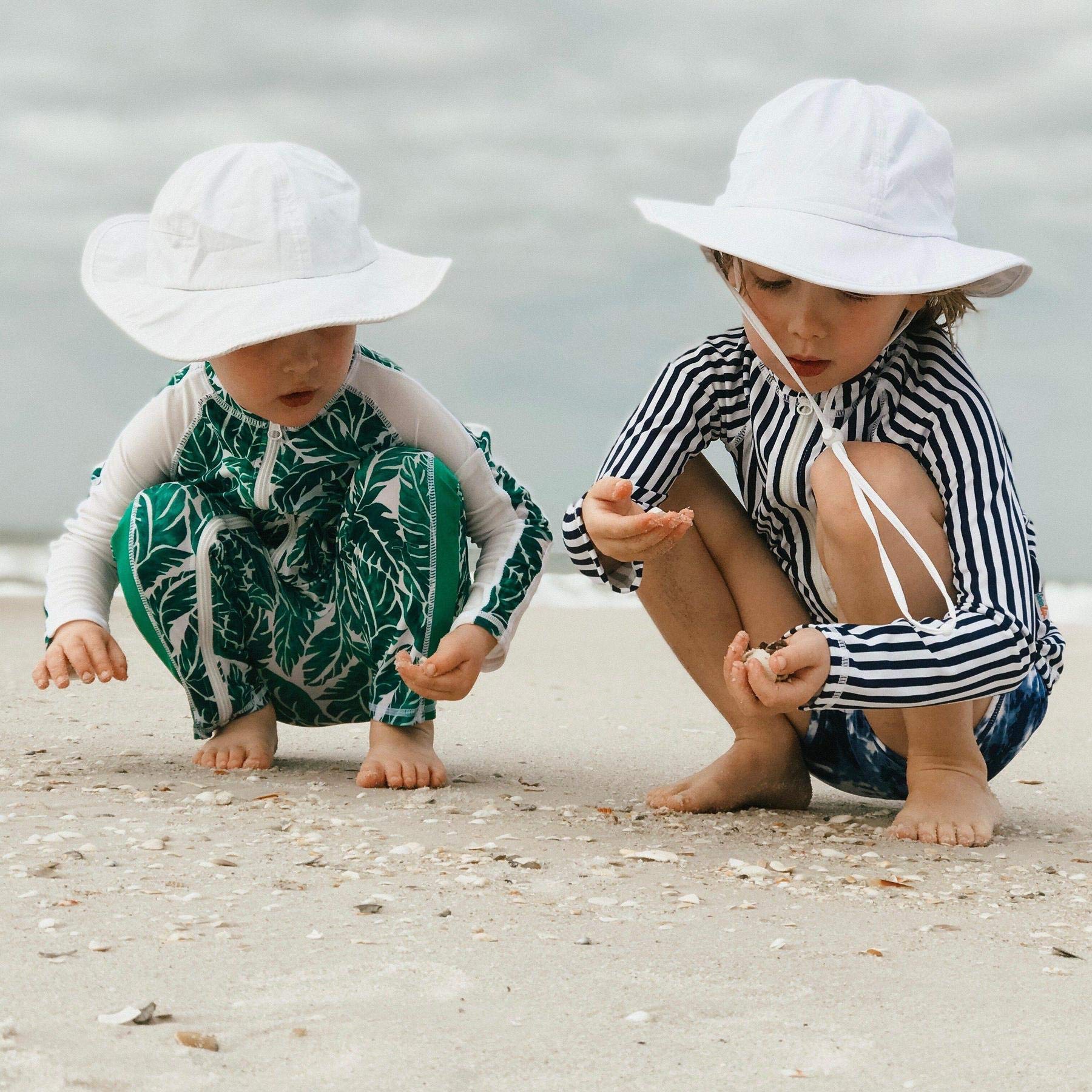 SwimZip Wide Brim Sun Hat | UPF 50+ Protection for Baby, Toddler, and Kids White