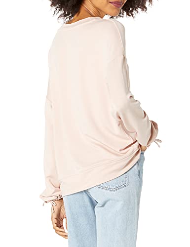 Amazon Brand - Daily Ritual Women's Supersoft Terry Tie Sleeve V-Neck Sweatshirt, Pink, Medium