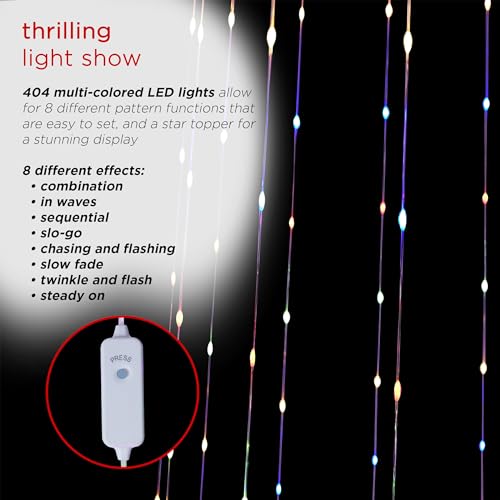 Alpine Corporation Large Tower Christmas Tree with Multi-Functional LED Lights