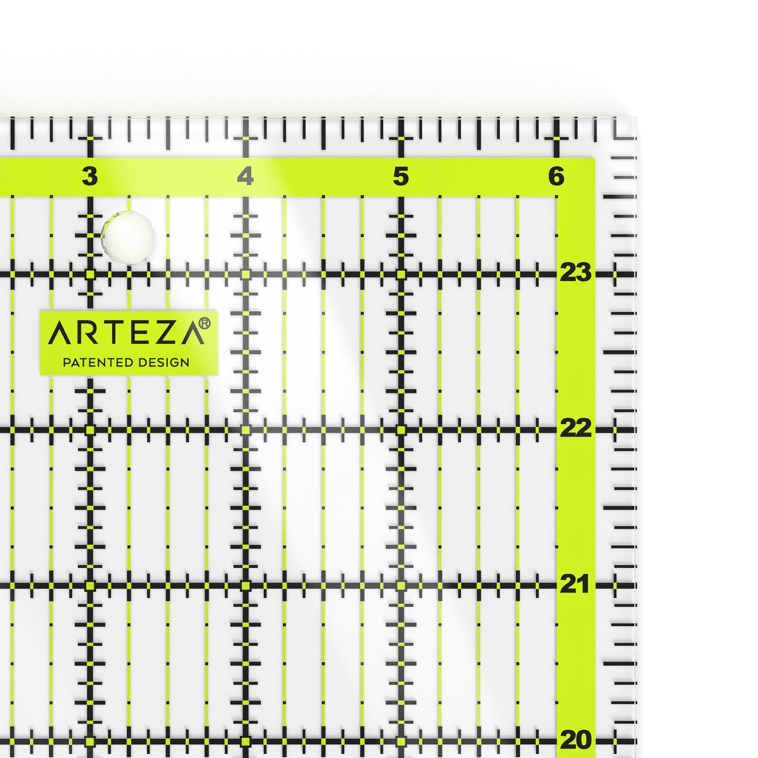 Arteza Quilting Ruler and Quilting Ruler Laser Cut Acrylic Quilters' Ruler with Patented Double Colored Grid Lines for Easy Precision Cutting