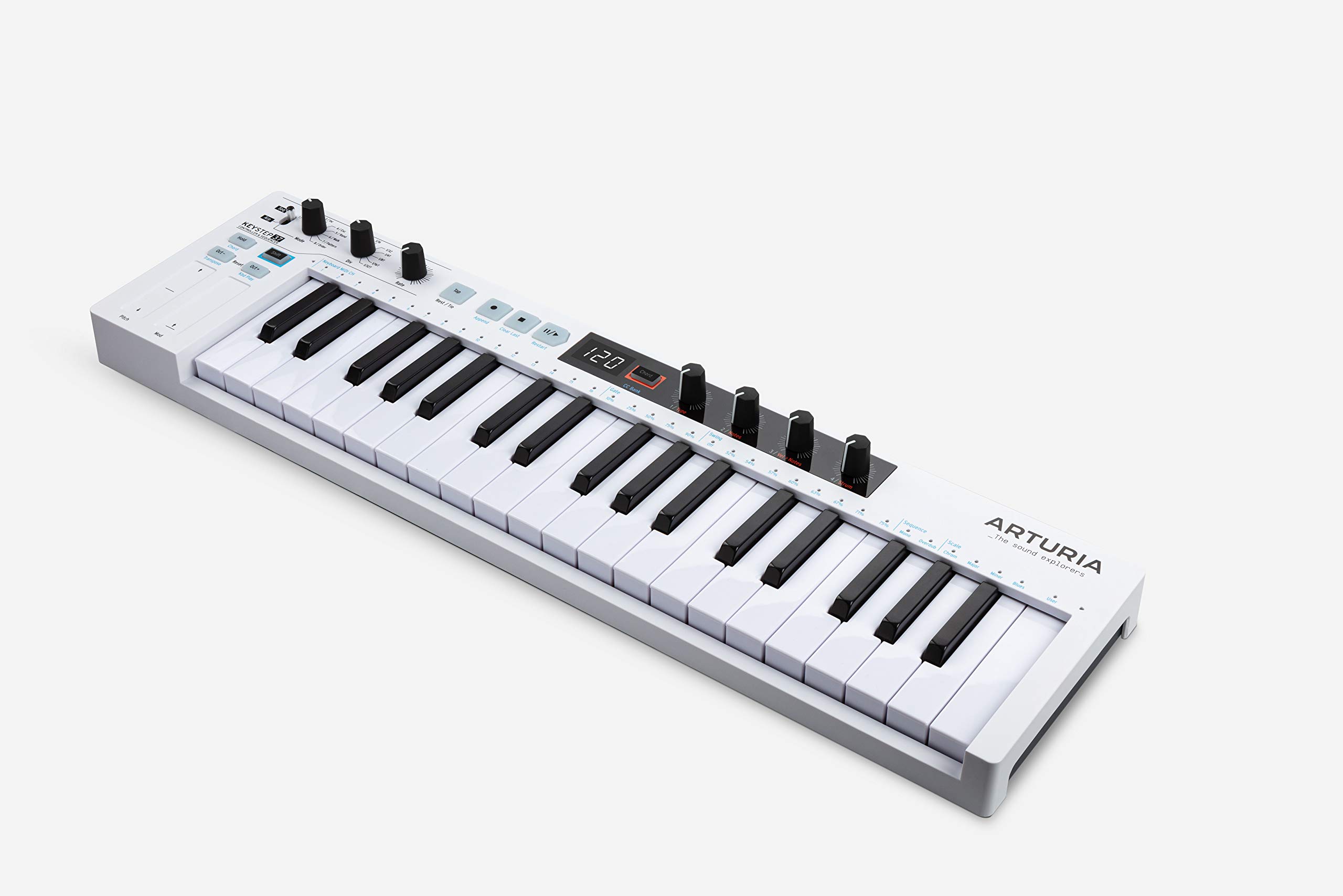 Arturia KeyStep 37 37-Key Controller & Sequencer MIDI Controller with Polyphonic Step Sequencing; Chord and Arpeggiator Modes; Capacitive Pitch and Mod Strips; CV/Gate and Gravity Phone Holder Bundle