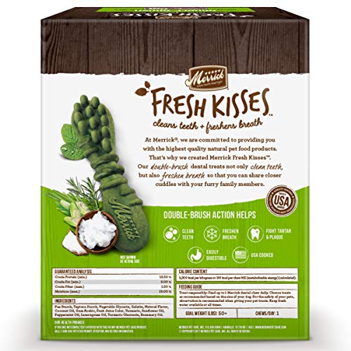 Merrick Fresh Kisses Oral Care Dental Dog Treats for Large Dogs Over 50 lbs