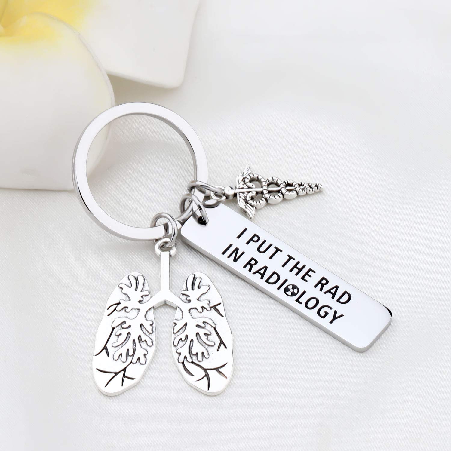 AKTAP Funny Radiology Tech Keychain X-Ray Radiologic Technologist Appreciation Gift I Put The Rad In Radiology Jewelry (Radiology Tech Keychain)