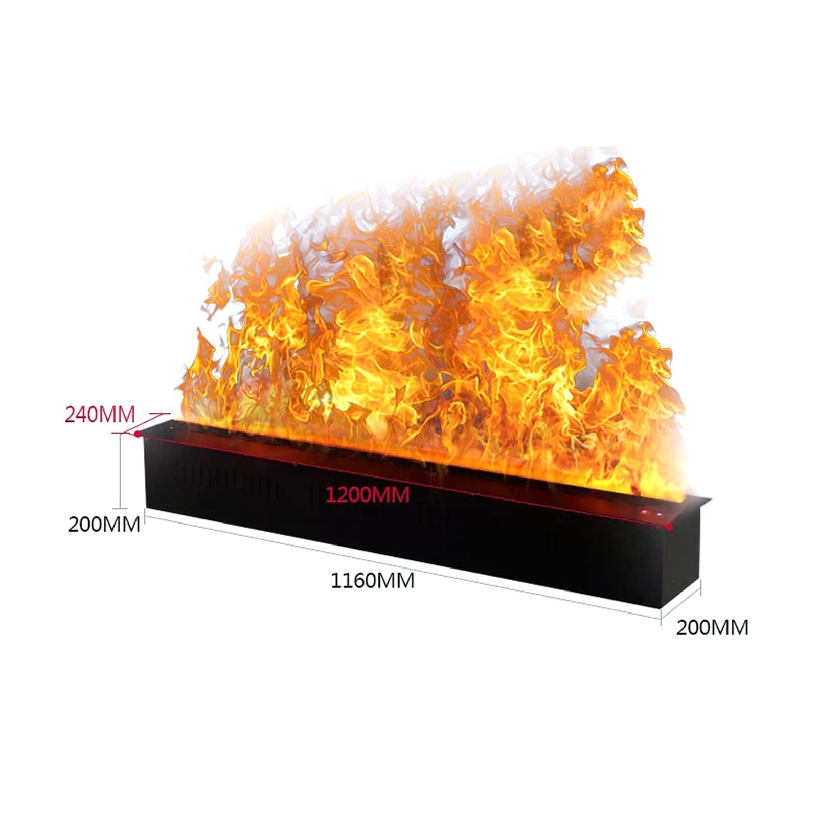 ARZARF Water Vapor Fireplace 47.2" in-Wall Recessed Electric Fireplace Stainless Steel Metal Panel 3D Touchable Simulation Flame Low Noise (Black) Electric Fireplace Stove