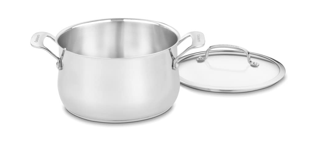 Cuisinart Contour Stainless 5-Quart Dutch Oven with Glass Cover, Silver