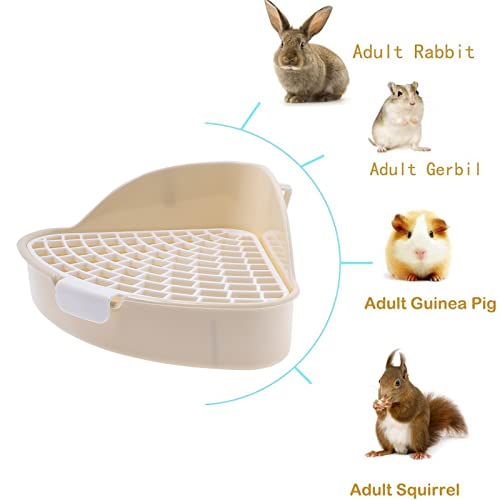 Triangle Potty Trainer Corner Litter Bedding Box Pet Pan for Small Animal/Rabbit/Guinea Pig/galesaur/Hamster/Ferret(White)(9.64"x6.89"x4")