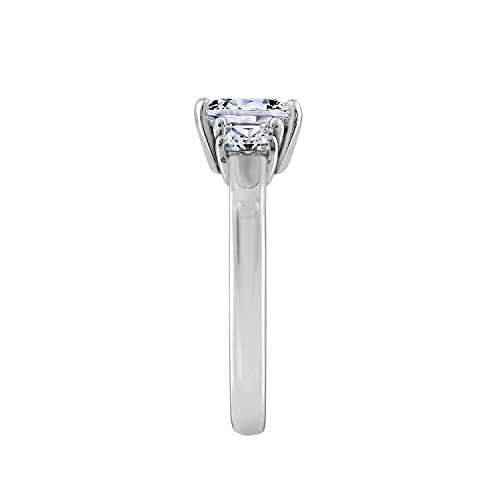 Amazon Collection Platinum-Plated Sterling Silver Princess-Cut 3-Stone Ring made with Infinite Elements Cubic Zirconia (2 cttw), Size 7