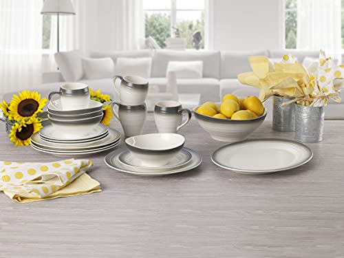 Mikasa Swirl Ombre Graphite 16 Piece Dinnerware Set, Service for 4
