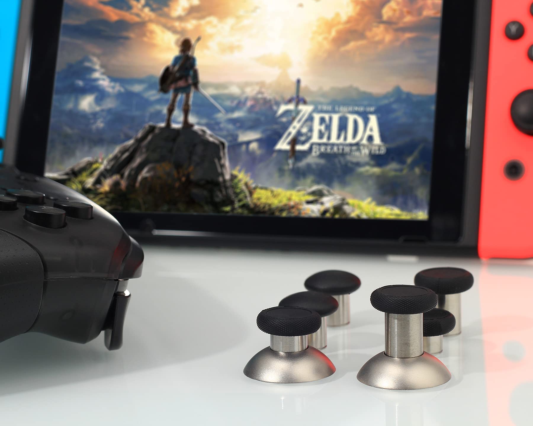 AQIDAP Controller Metal Thumbsticks Replacement for Nintendo Switch Pro Controller 8 in 1 Swap Magnetic Analog Thumb Sticks Set Joystick Parts Repair Accessories Kit