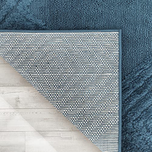 Antep Rugs Palafito 8x10 Geometric Shag Diamond High-Low Pile Textured Indoor Area Rug (Teal Blue, 7'10" x 10')