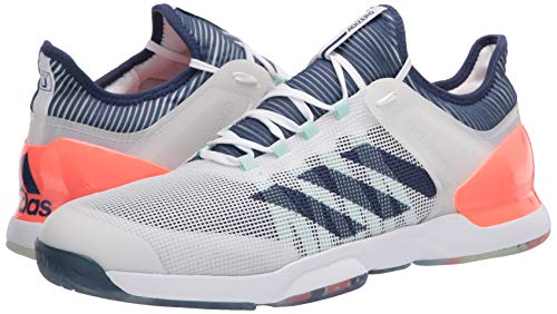 adidas Men's Adizero Ubersonic 2.0 Tennis Shoe, FTWR White/Tech Indigo/Signal Coral, 14 M US