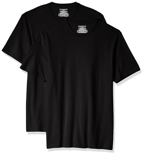 Amazon Essentials Men's Slim-Fit Short-Sleeve Crewneck T-Shirt, Pack of 2, Black, X-Large