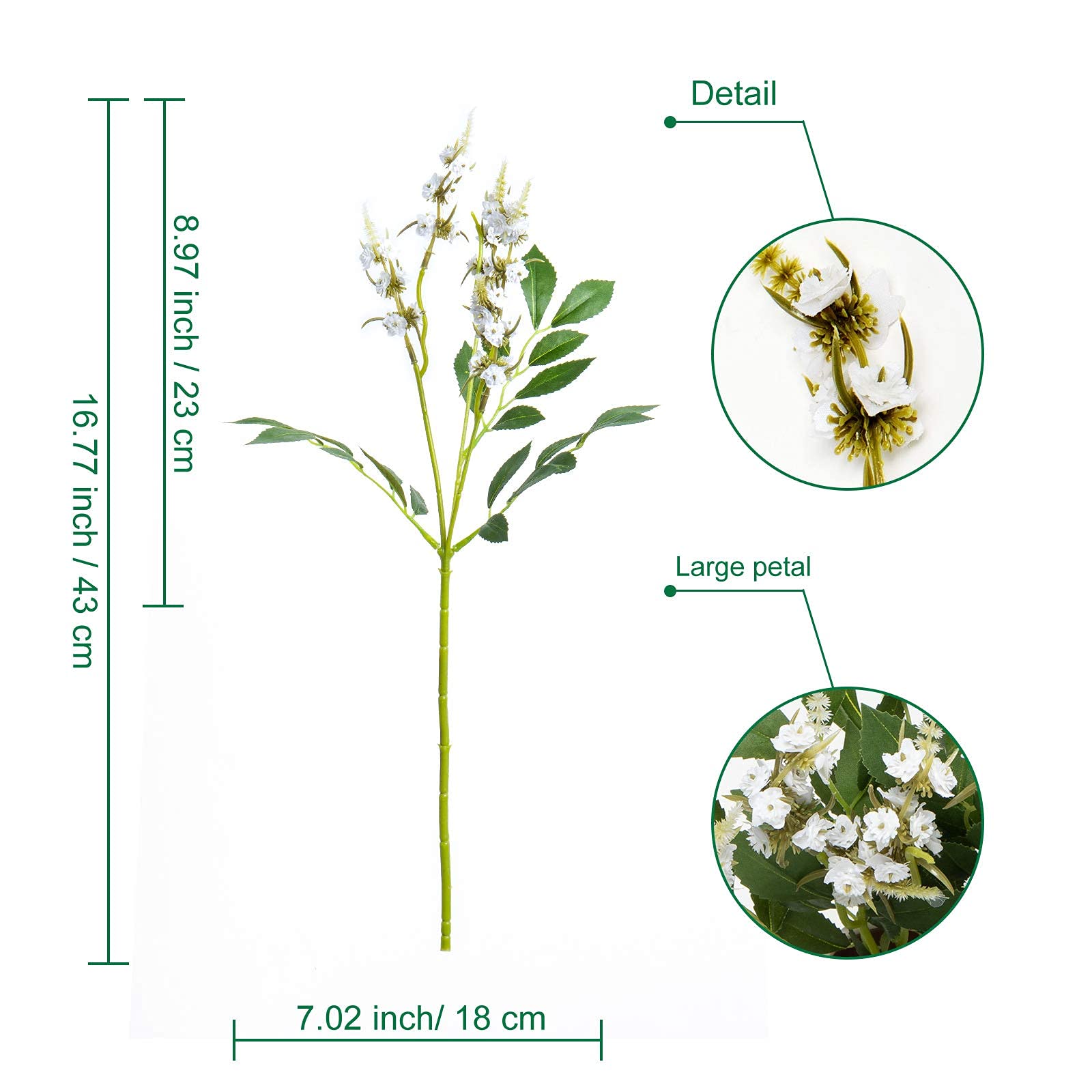 Houele - 6 Pcs Artificial White Flowers, Artificial Plants & Flowers, Long Stem Plastic Flowers for Home Hotel Office Wedding Party Garden Decor