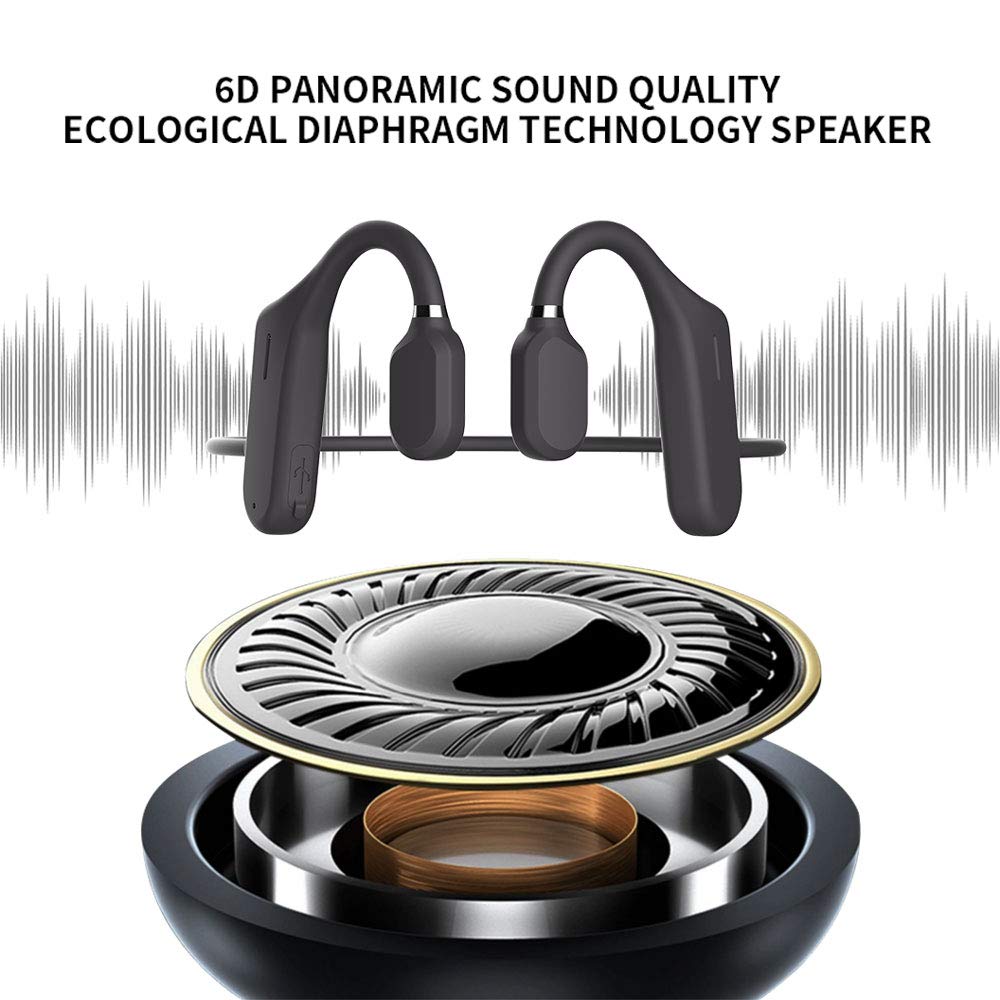 AS Open Ear Headphones with Mic,Bluetooth Sport Headset Waterproof IPX5 Ultra-Lightweight 6D Sound HD Phone Call