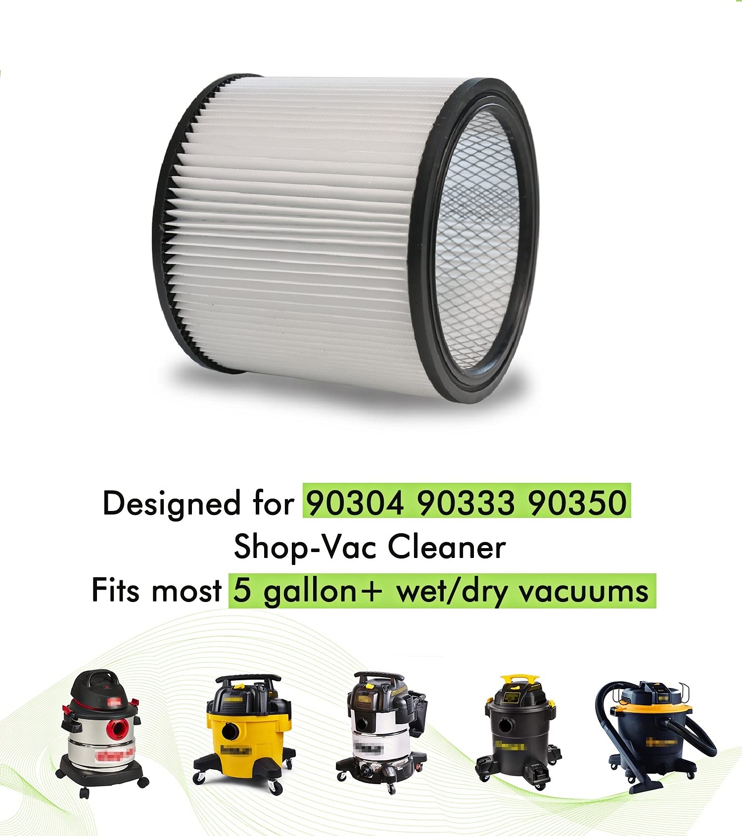 GIBTOOL Replacement Cartridge Filter Compatible with Shop-Vac 90304 90350 90333 Fits Most Wet/Dry Vacuum Cleaners 5 Gallon and Above
