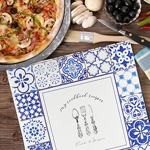 Cookbook Recipe Binder/Organizer, Blue Pattern 3-Ring Binder to Hold All Your Recipes and Recipe Cards, 6 Tabbed Divider Sections, 50 Matching Recipe Cards Included