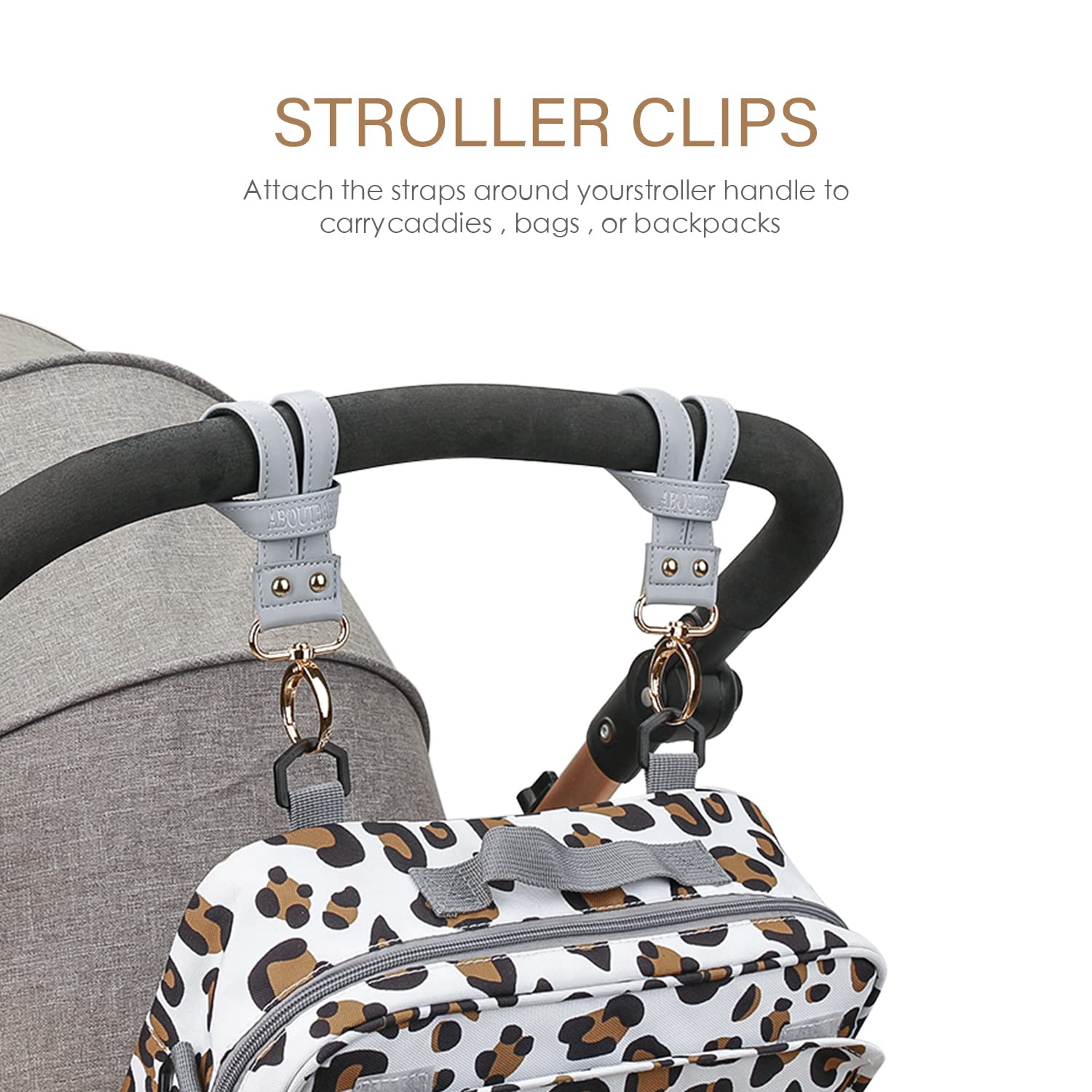 Baby Stroller Hooks Bag Hooks 2PCS Universal Diaper Bag Clips for Stroller,Car Seat Hooks Mommy Clip for Shopping Bag (Grey)