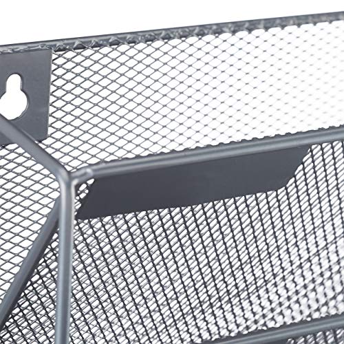 Relaxdays Wall Mount Magazine Rack, 10.5 x 32.5 x 40.5 cm, Silver