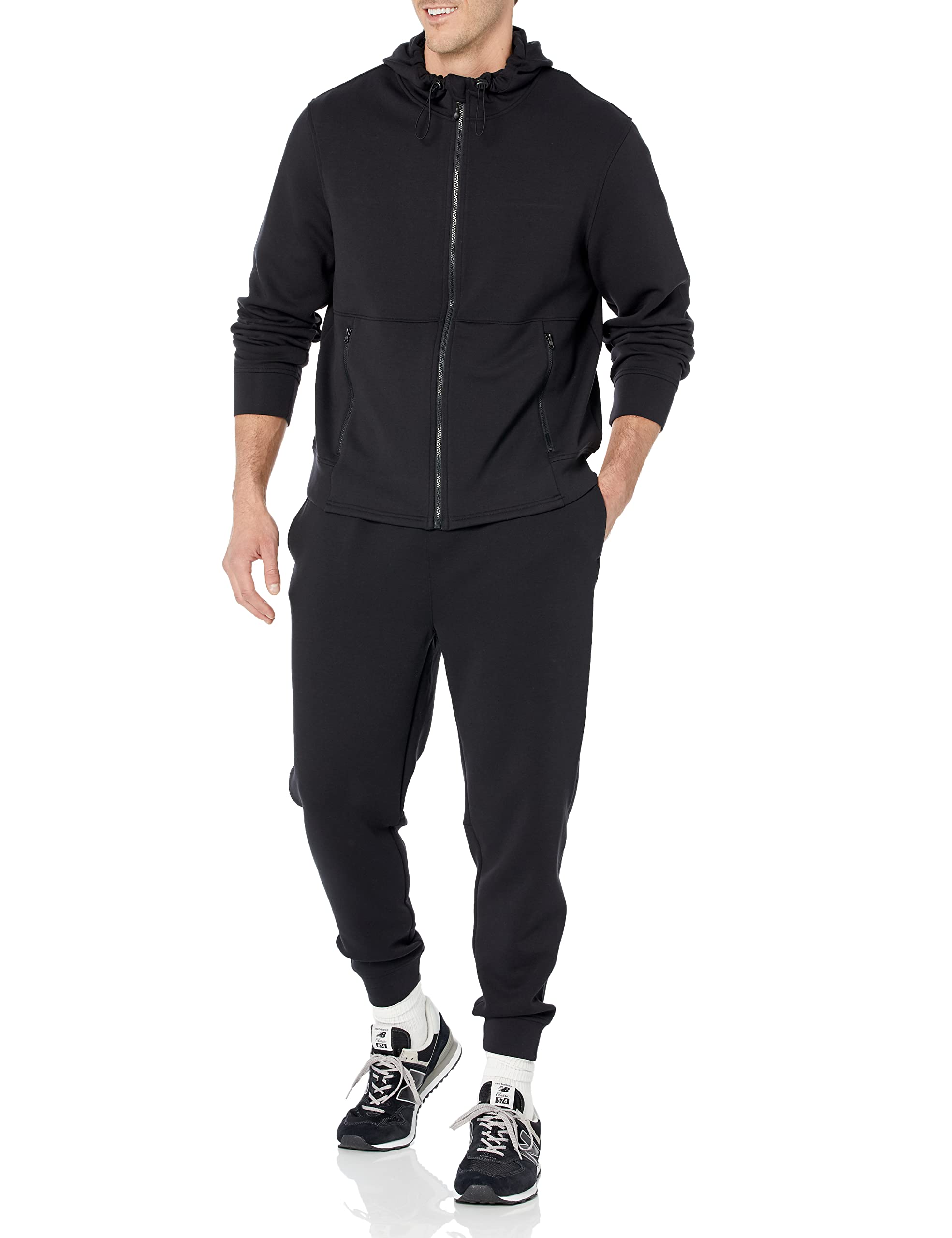 Amazon Essentials Men's Active Sweat Zip Through Hoodie (Available in Big & Tall), Black, 5X-Large Big