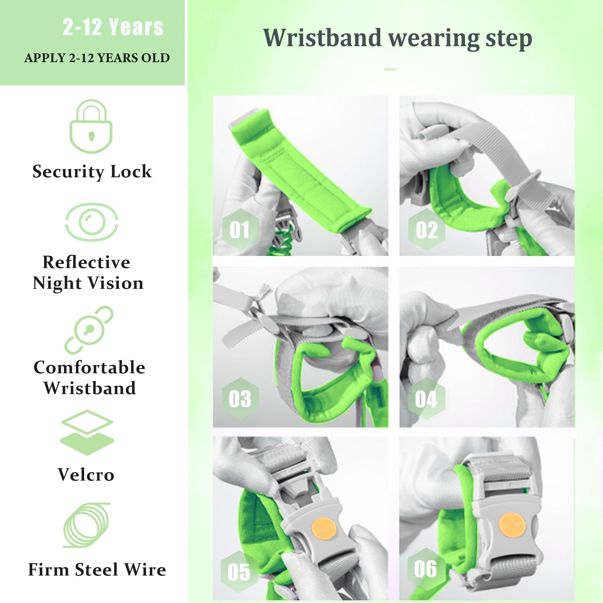 Anti Lost Wrist Link, WSZCML Toddler Safety Leash with Key Lock, Reflective Child Walking Harness Rope Leash for Kids/Babies, (Blue 2M/6.56 ft)