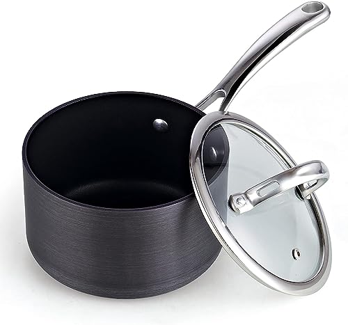 Cooks Standard 2-Quart Hard Anodized Nonstick Saucepan with Lid, Black