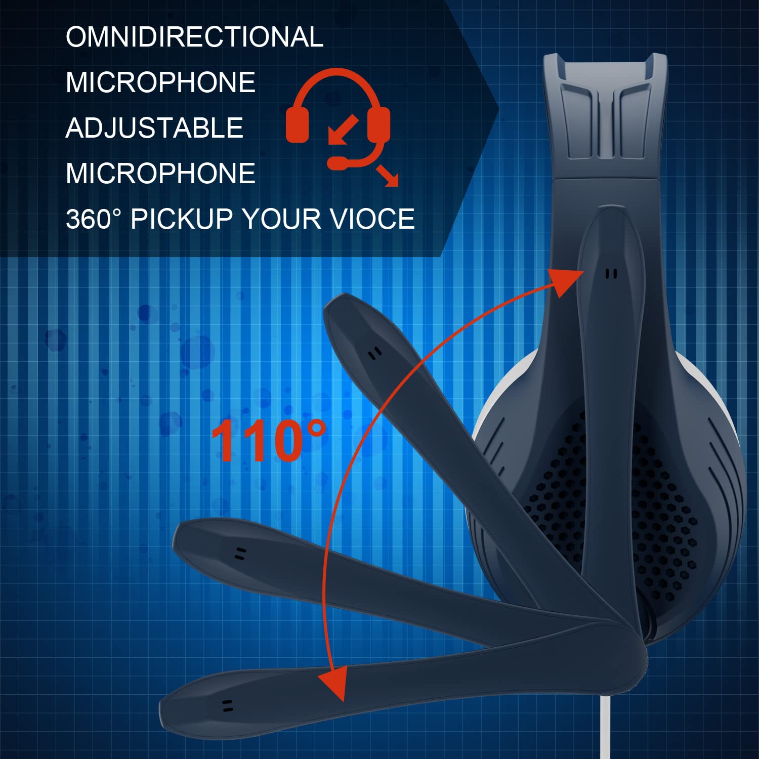 Anivia A9S Over-Ear Headphones Wired Stereo Gaming Headset with Mic Compatible with PC Computers PS4 Xbox One Laptop PSP Smartphones Tablets Mac iOS - Pacific Blue