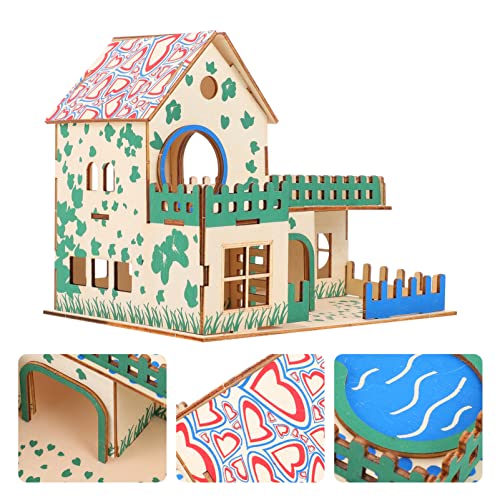 Balacoo Hamster Castle Pet Hamster Climbing Toy Small Pet Hut Wooden Hamster Cabin
