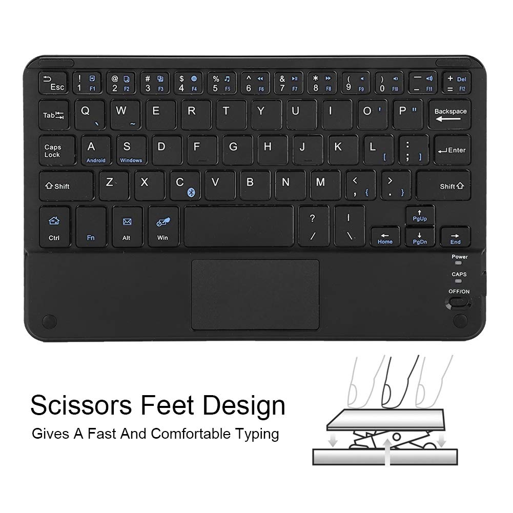 ASHATA Bluetooth Keyboard,7 Inch Wireless Ultra Slim Touchpad Scissors Feet Design Bluetooth Keyboard Accurate Shut-Off Device Provides Full Access to All Ports and Functions