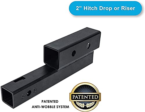 Ride KAC High-Low Hitch Adapter, Heavy Duty with Patented Anti-Wobble Mechanism, Drop Or Rise Hitch Height, 2" Hitch