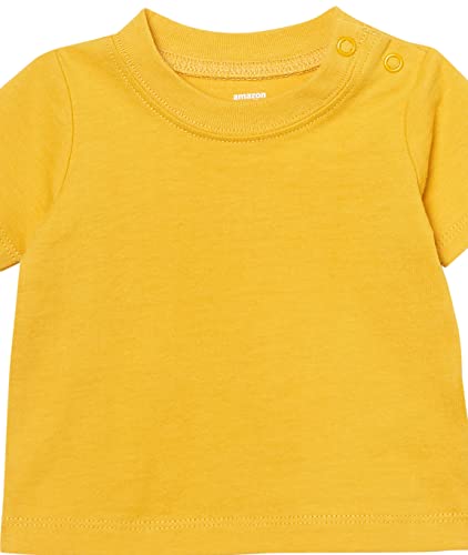 Amazon Essentials Baby Boys' Short-Sleeve Tee, Pack of 5, Beige Crocodile/Green Tiger/Olive/Yellow/Stripe, 0-3 Months