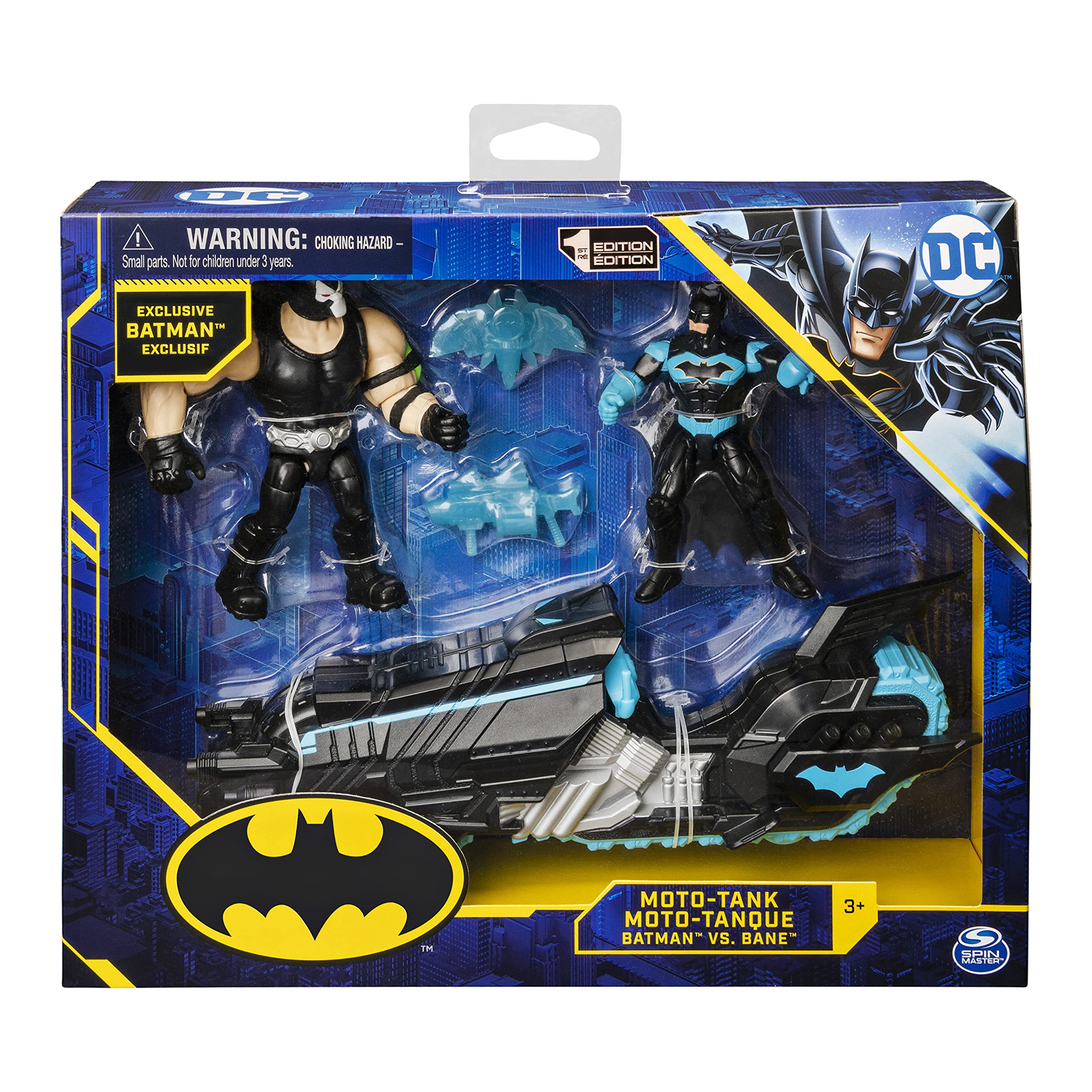 DC Comics Batman Moto-Tank Vehicle with 4-inch Bane Action Figure and Exclusive Batman Action Figure, Kids Toys for Boys